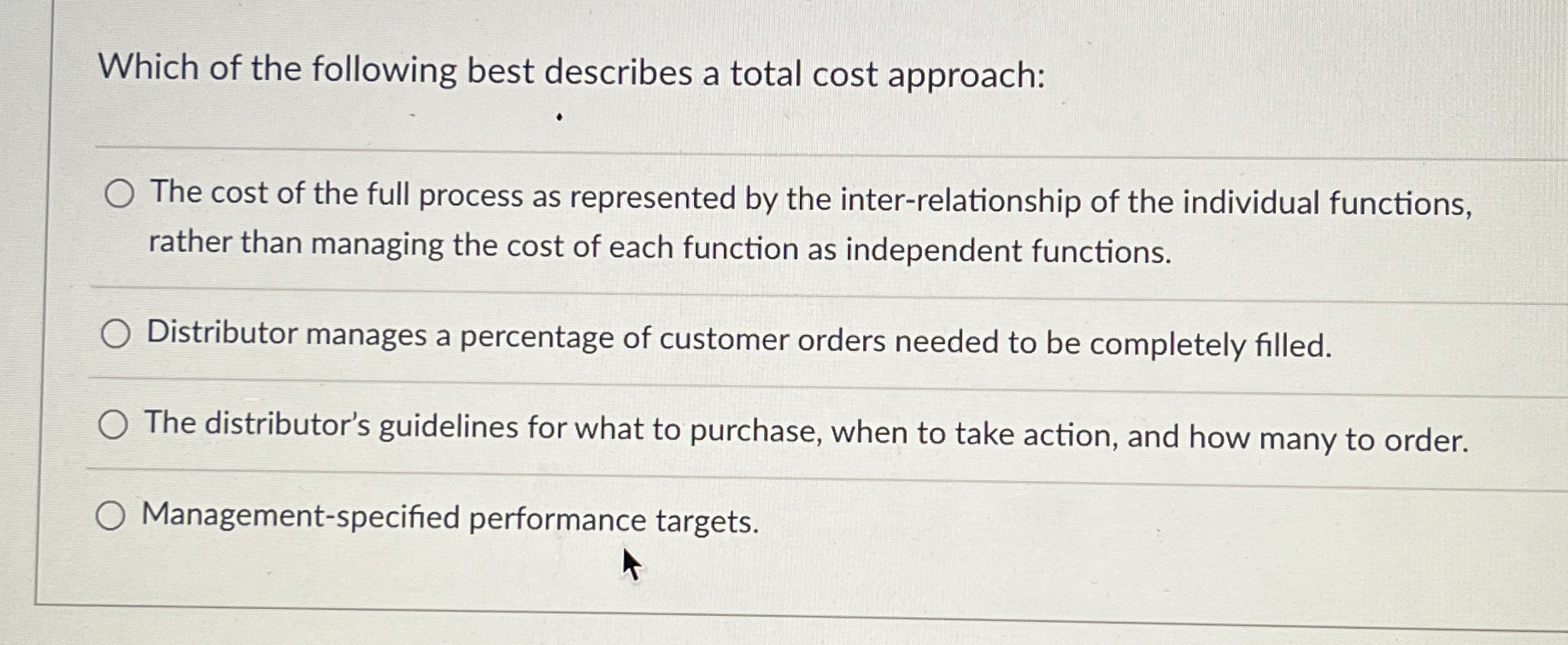 Solved Which of the following best describes a total cost | Chegg.com