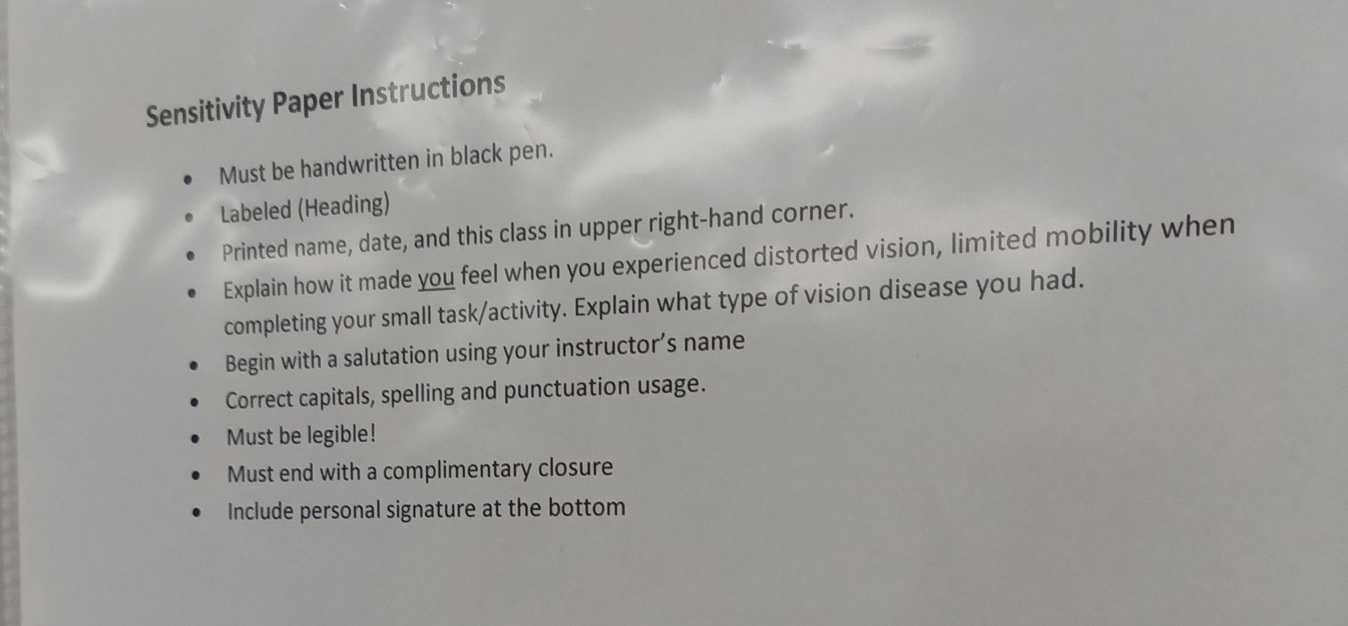 Solved Sensitivity Paper InstructionsMust be handwritten in | Chegg.com