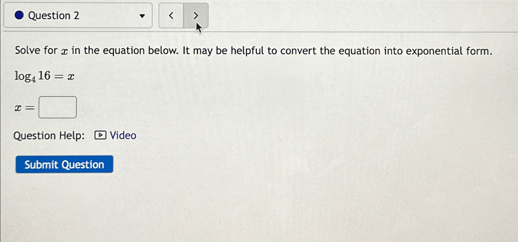 Solved Question 2Solve for x ﻿in the equation below. It may | Chegg.com