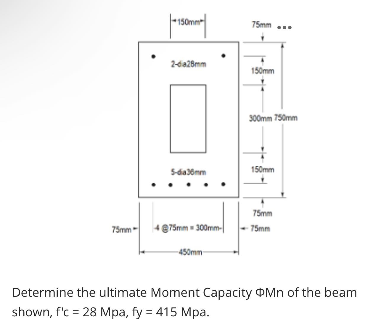 Solved Determine the ultimate Moment Capacity ФMn ﻿of the | Chegg.com