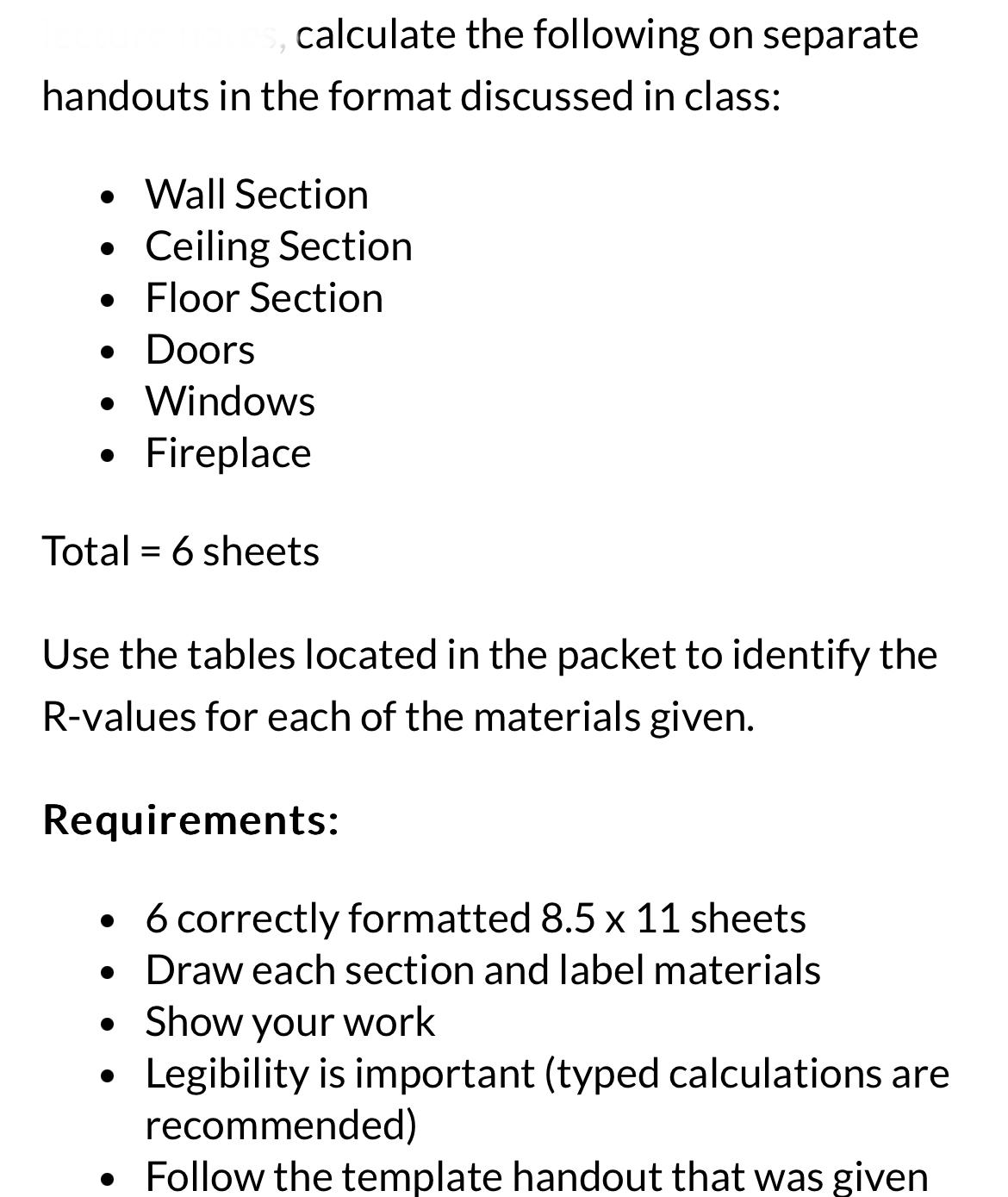 Solved calculate the following on separate handouts in the | Chegg.com