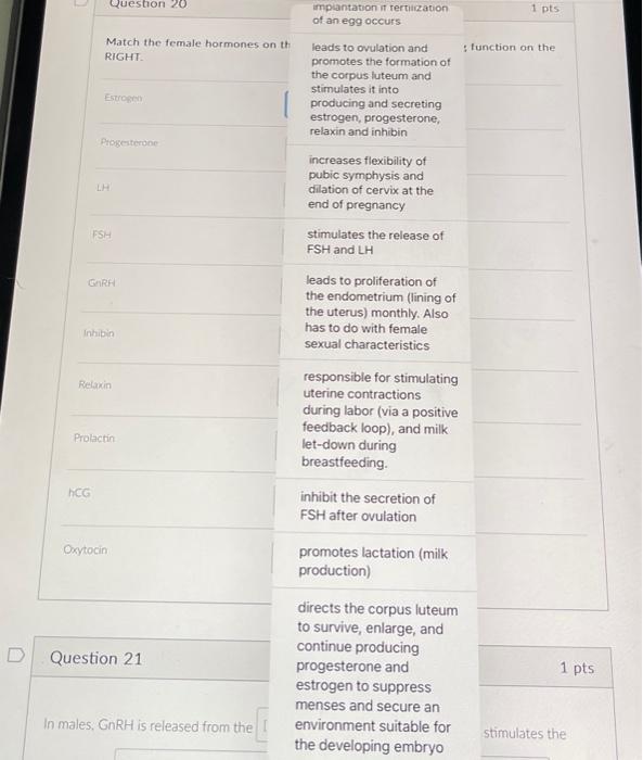 Solved Match the hormones on the LEFT with the corresponding | Chegg.com