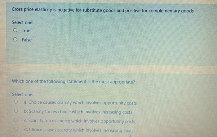 Solved Cross price elasticity is negative for substitute | Chegg.com