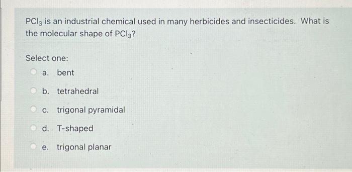 Solved PCl3 is an industrial chemical used in many | Chegg.com