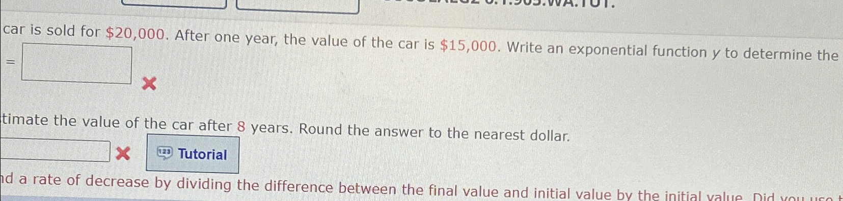 car is sold for $20,000. ﻿After one year, the value | Chegg.com