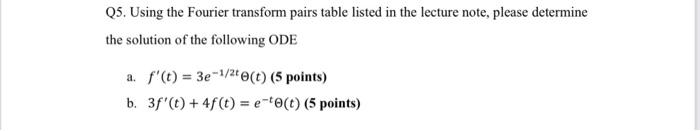 Solved Q5. Using the Fourier transform pairs table listed in | Chegg.com