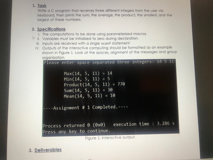 Solved Write a C program that receives three different | Chegg.com