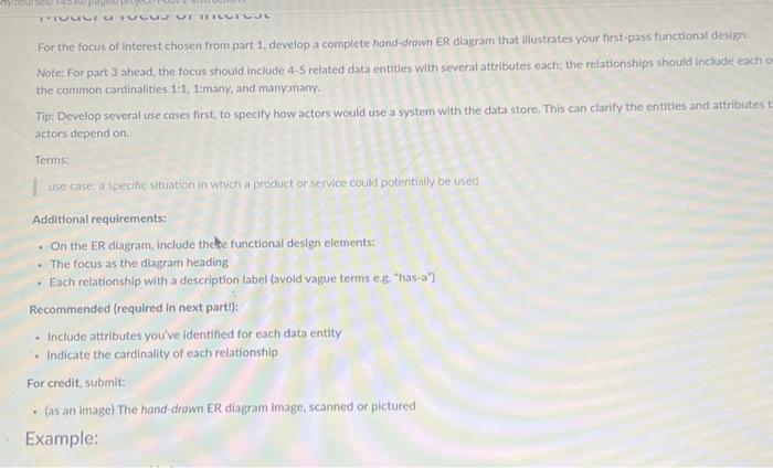 Solved For the focus of interest chosen from part 1, develop | Chegg.com