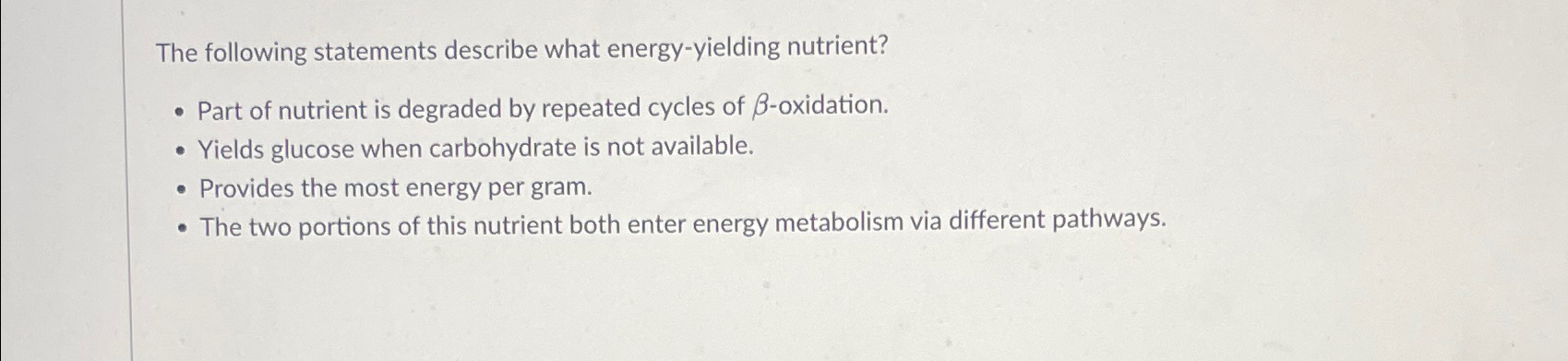 Solved The following statements describe what | Chegg.com