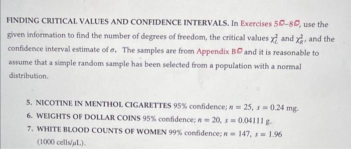 Solved FINDING CRITICAL VALUES AND CONFIDENCE INTERVALS. In | Chegg.com