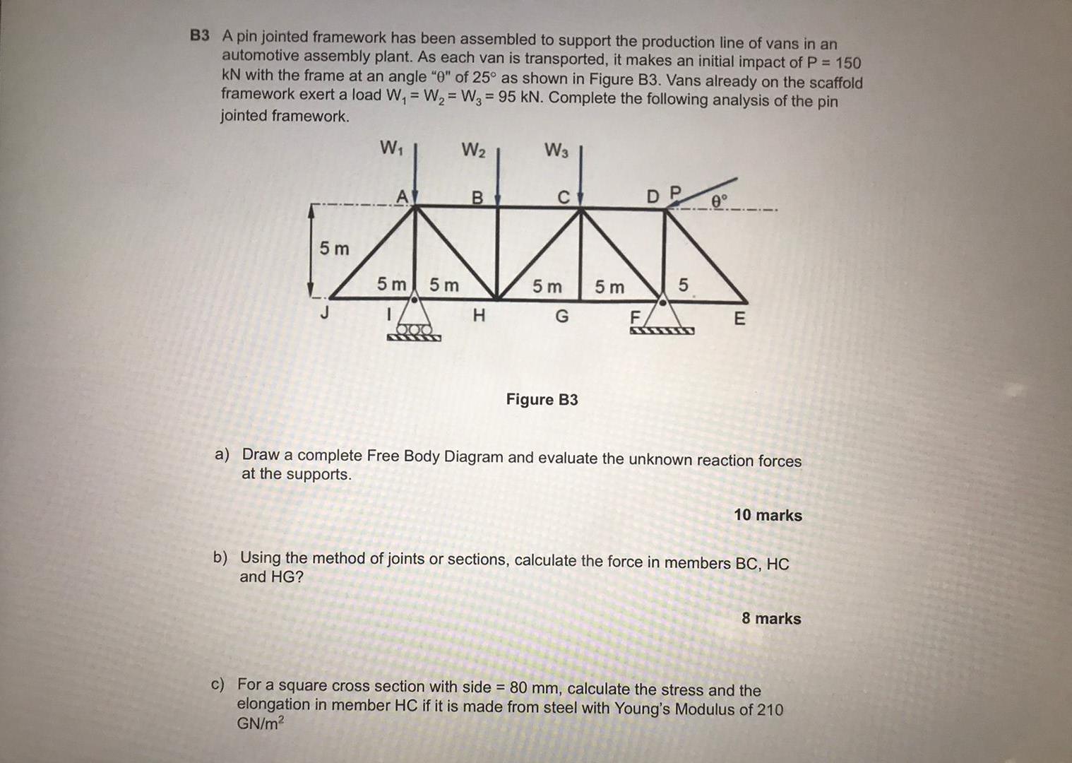 Solved B3 A pin jointed framework has been assembled to | Chegg.com