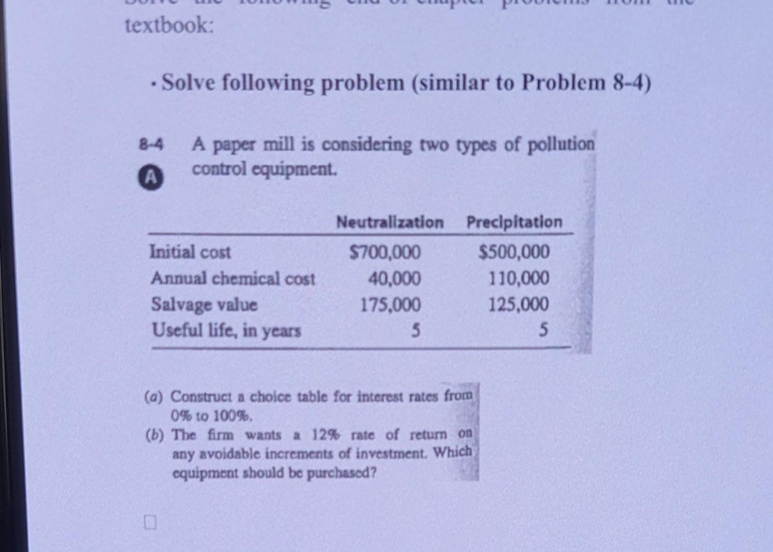 - Solve following problem (similar to Problem 8-4) | Chegg.com