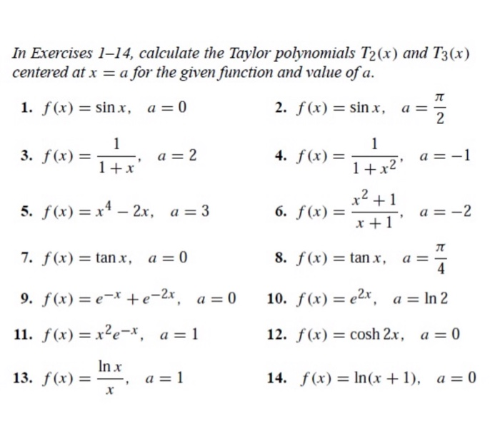 Solved In Exercises 1-14, calculate the Taylor polynomials | Chegg.com
