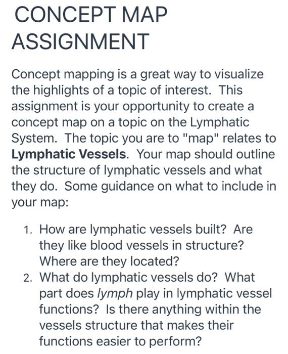Solved Need help with drawing a concept map of the lymphatic | Chegg.com