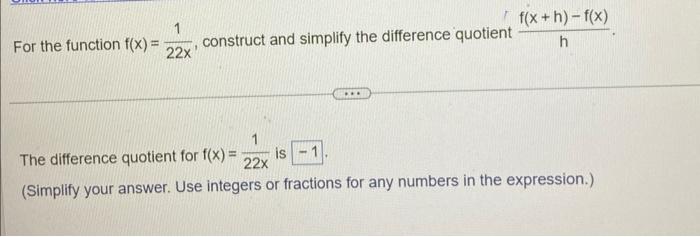 Solved For the function f(x)=8x−9, construct and simplify | Chegg.com