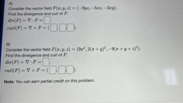Solved A) Consider the vector field | Chegg.com