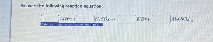 Solved Balance the following reaction equation: | Chegg.com