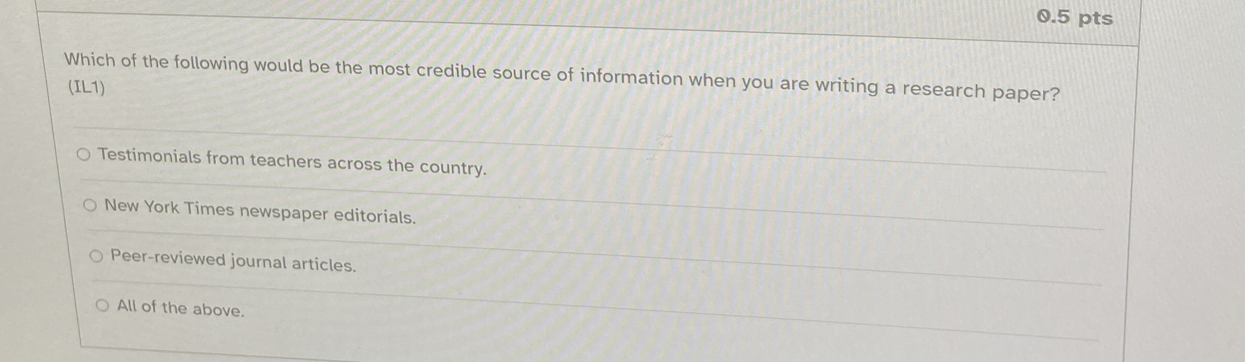 Solved Which of the following would be the most credible | Chegg.com