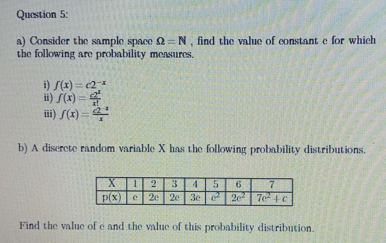 Solved a) Consider the sample space Ω=N, find the value of | Chegg.com