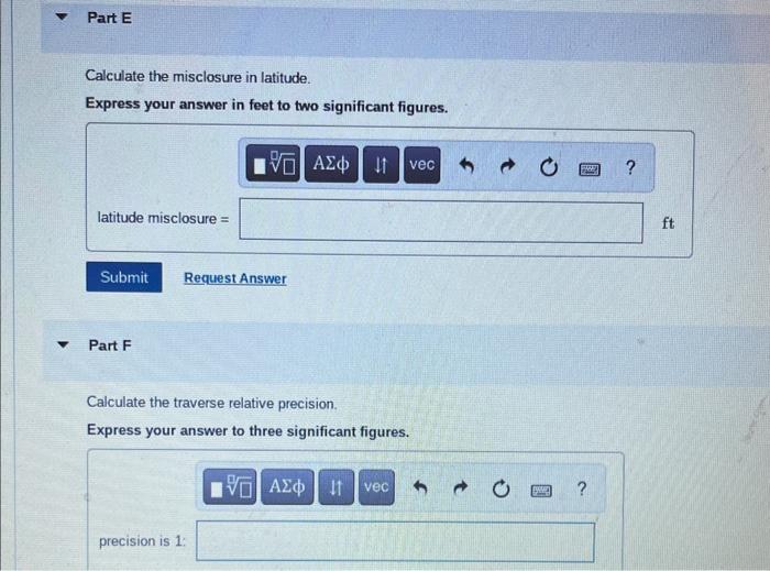 Solved Calculate The Misclosure In Latitude Express Your