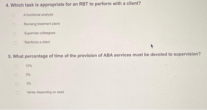 4. Which task is appropriate for an RBT to perform | Chegg.com