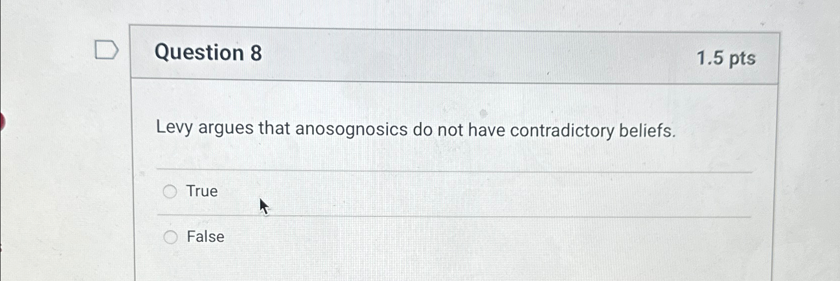 Solved Question 81.5ptsLevy argues that anosognosics do not | Chegg.com