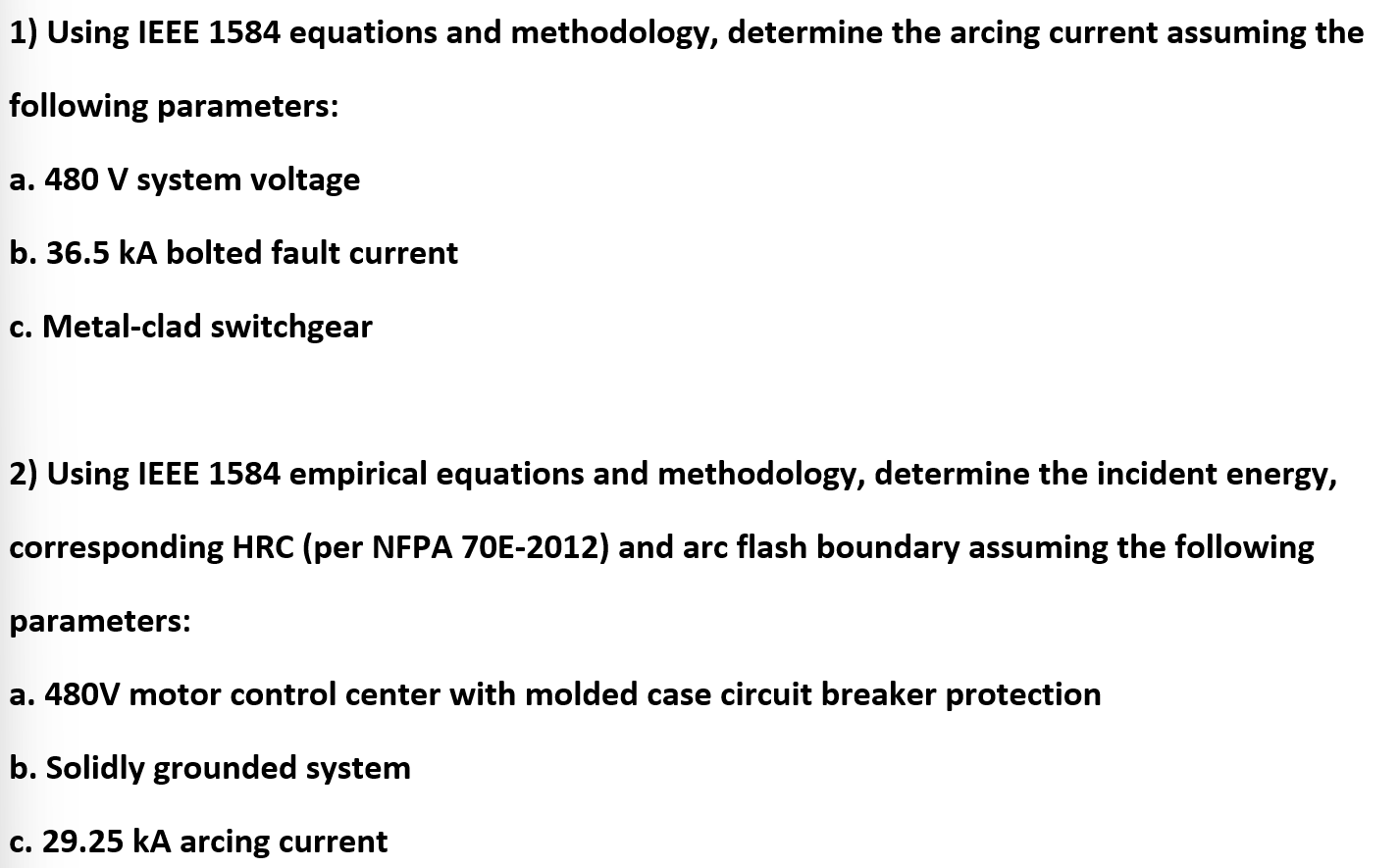 2. ﻿Using IEEE 1584 ﻿empirical equations and | Chegg.com