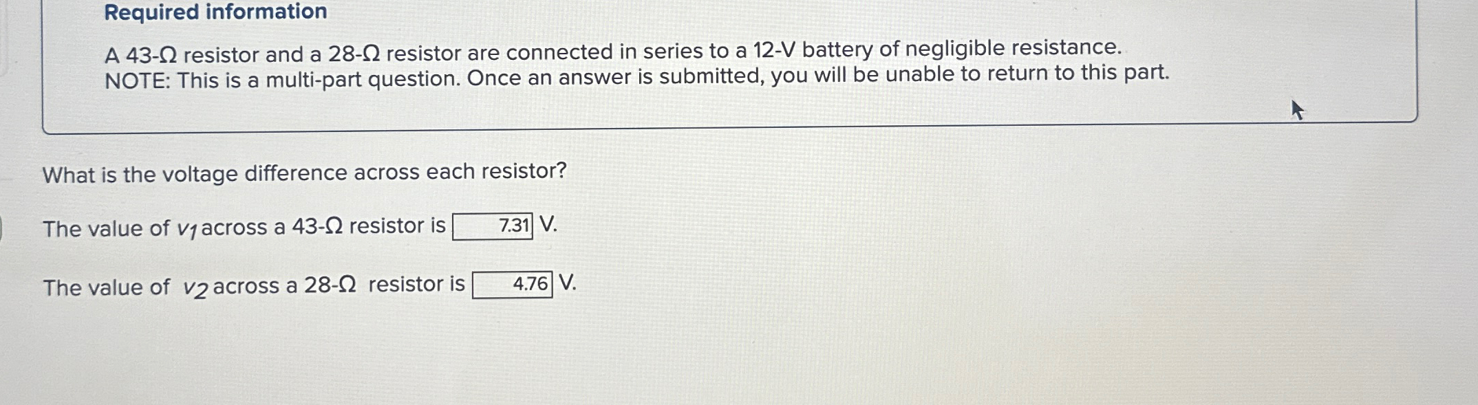 Solved Required informationA 43-Ω ﻿resistor and a 28-Ω | Chegg.com