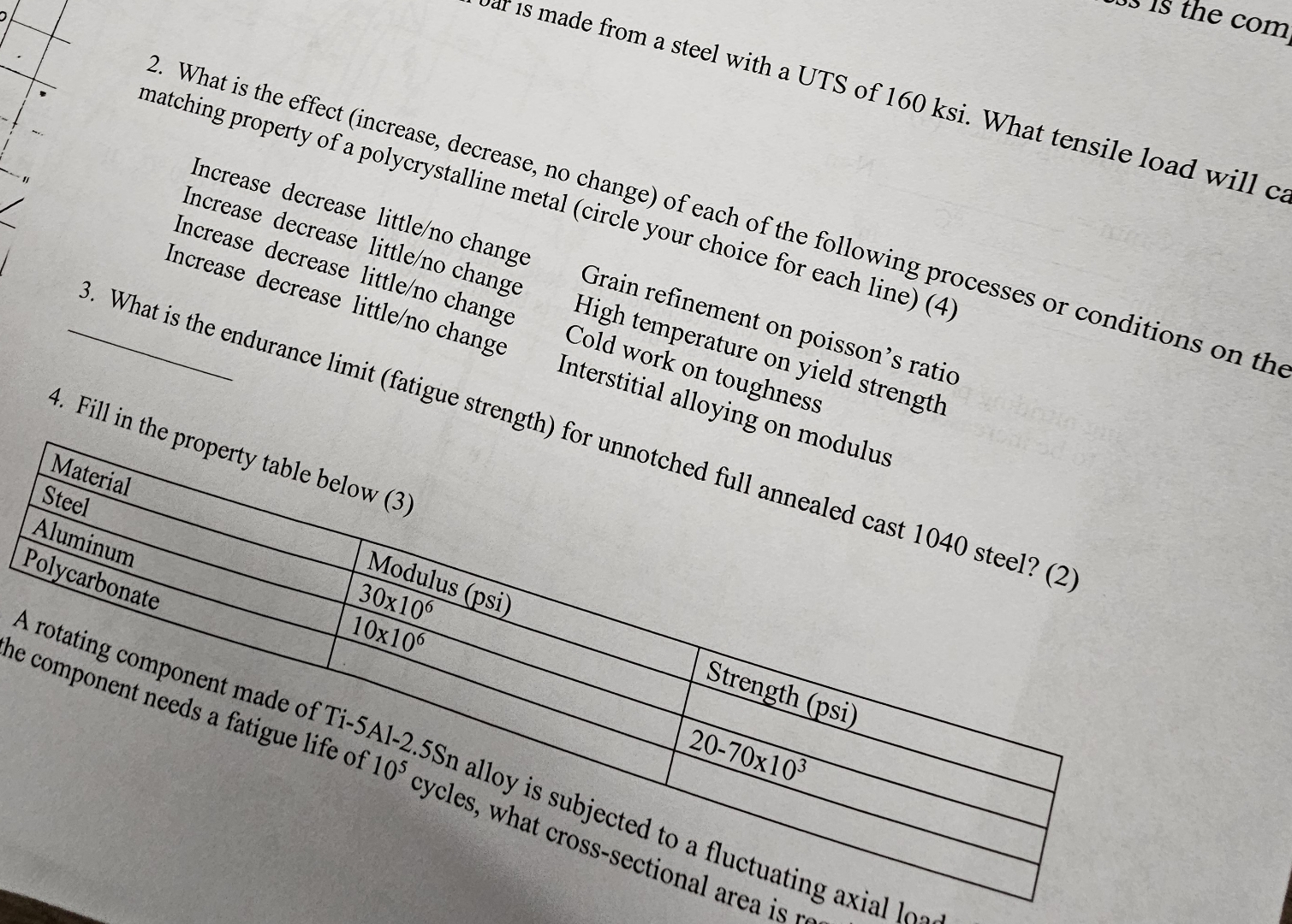 Solved Increase decrease littleIncrease decrease little/no | Chegg.com