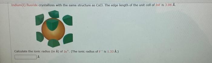 Solved Indium (1) fluoride crystallizes with the same | Chegg.com