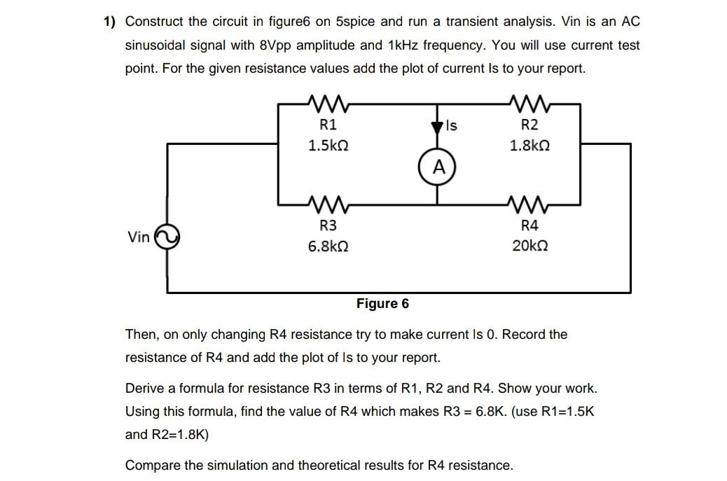 Solved 1) Construct the circuit in figure 6 on 5 spice and | Chegg.com