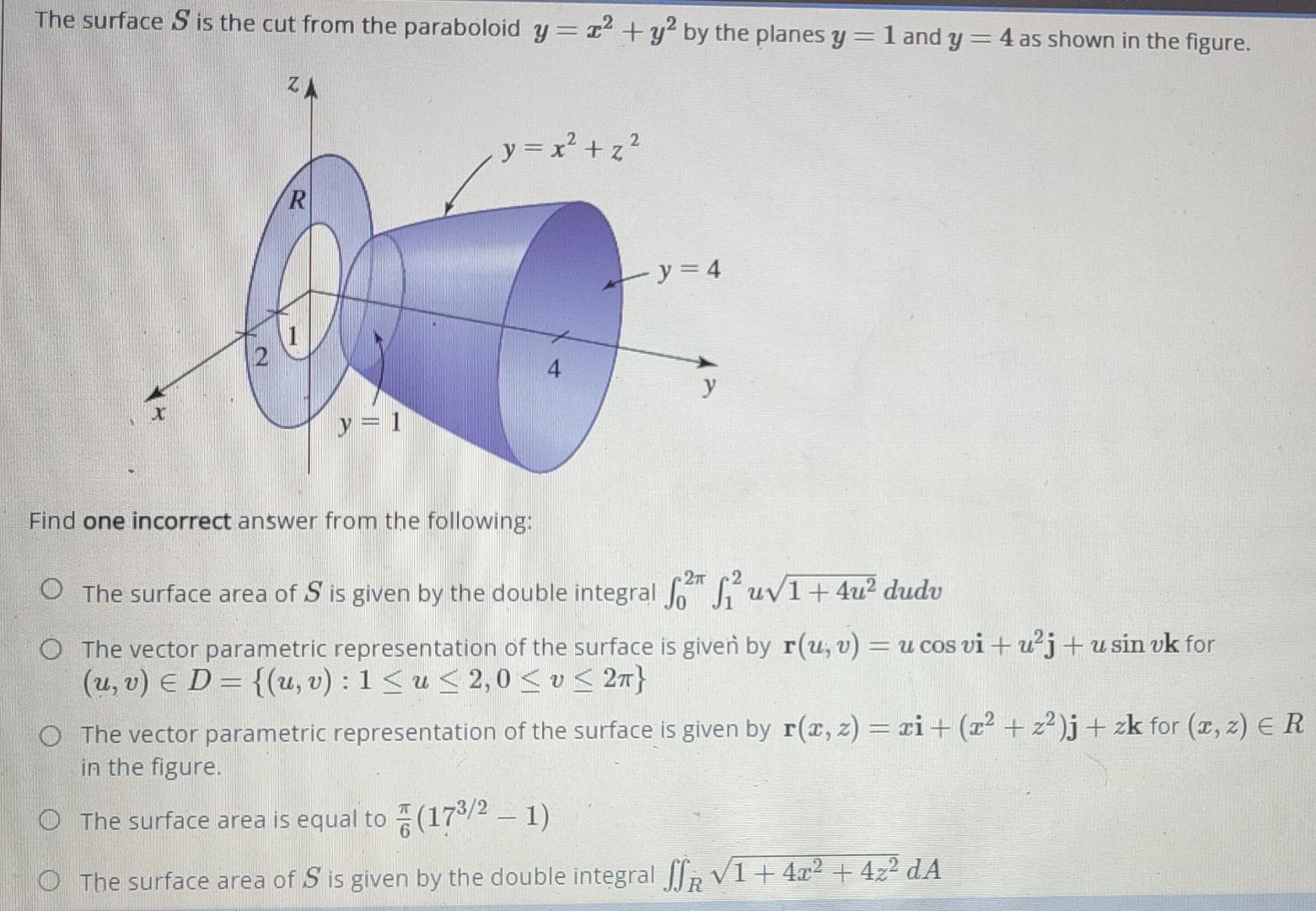 Solved The surface S is the cut from the paraboloid y = x² + | Chegg.com