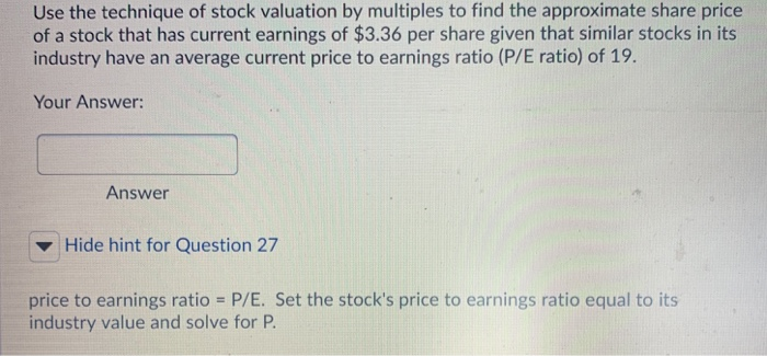 Solved Use the technique of stock valuation by multiples to | Chegg.com