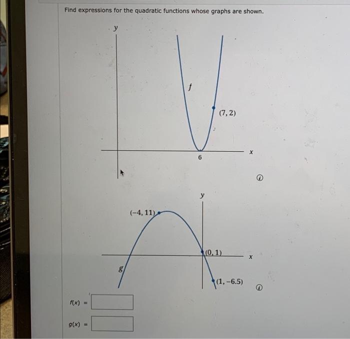 Solved Find expressions for the quadratic functions whose | Chegg.com