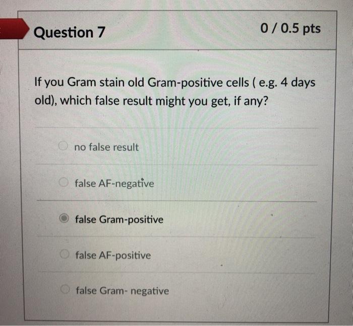 Solved Question 7 0/0.5 pts If you Gram stain old | Chegg.com