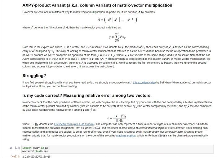 AXPY-product variant (a.k.a. column variant) of | Chegg.com