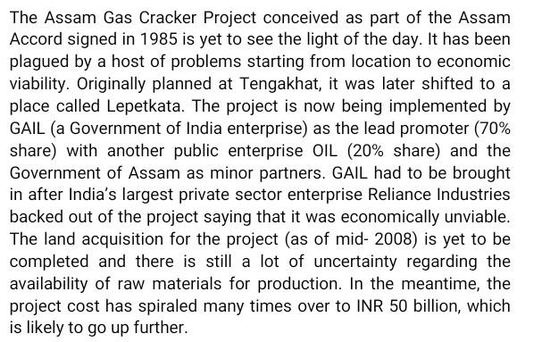 Solved The Assam Gas Cracker Project conceived as part of | Chegg.com
