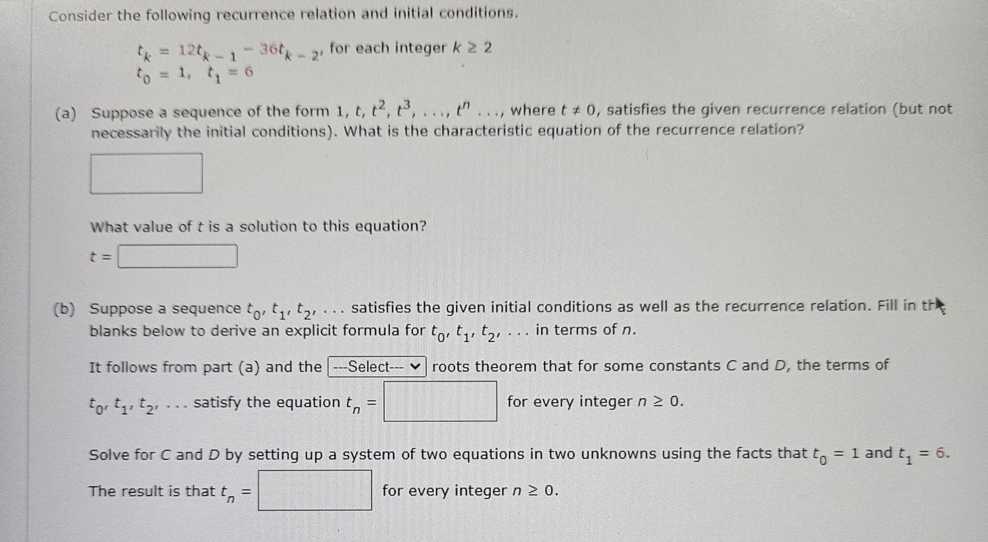 Solved Consider the following recurrence relation and | Chegg.com