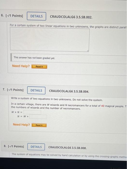 Solved 6. [-/1 Points] DETAILS CRAUDCOLALG6 3.5.SB.002. For | Chegg.com