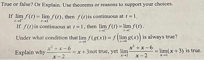 Solved True or false? Or Explain. Use theorems or reasons to | Chegg.com