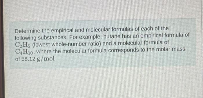 Solved Determine the empirical and molecular formulas of | Chegg.com