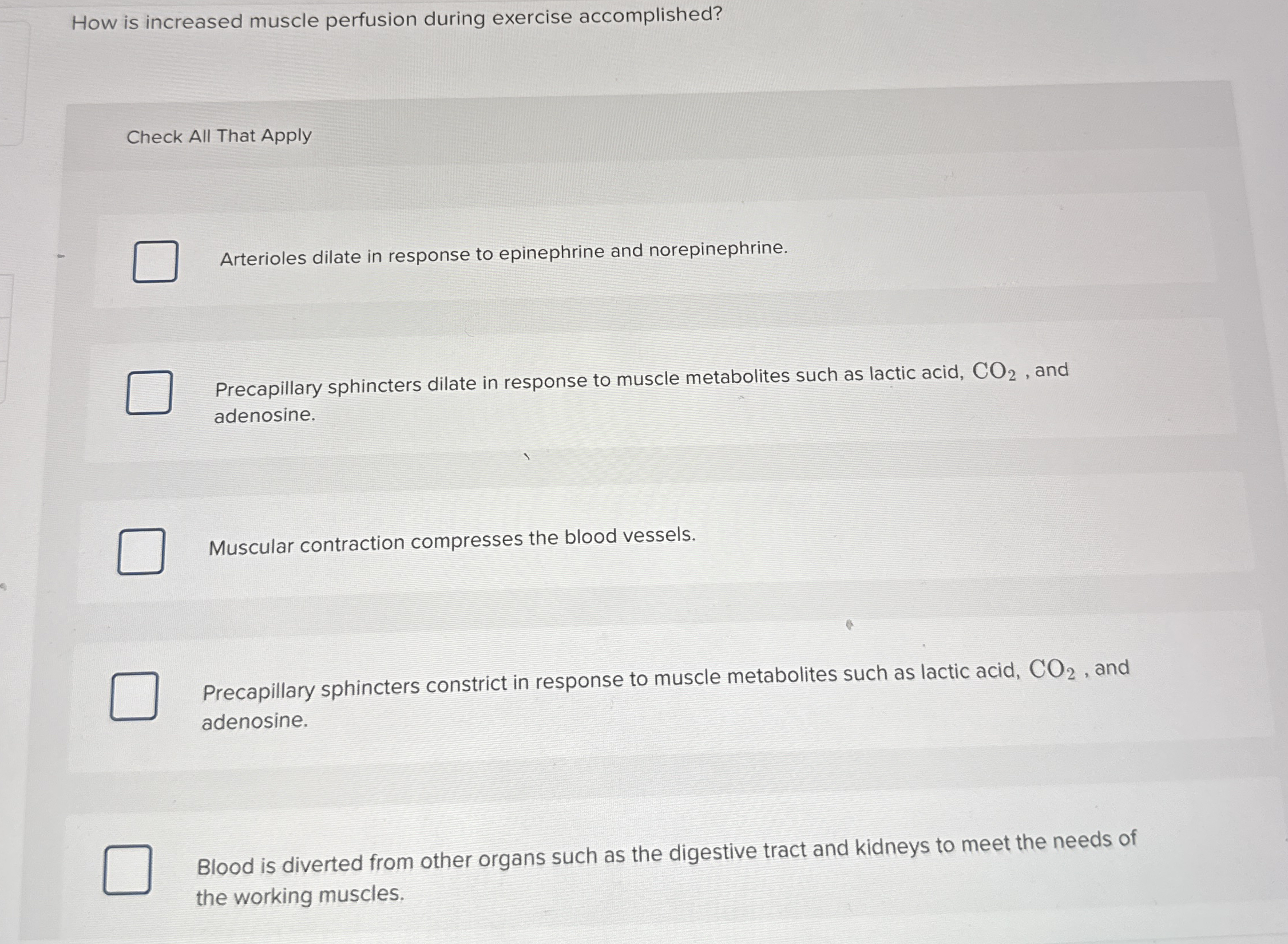 Solved How is increased muscle perfusion during exercise | Chegg.com