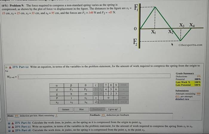 (6\%) Problem 9: The force required to compress a | Chegg.com