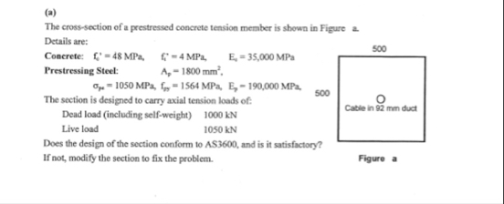 Solved (a)The cross-section of a prestressed concrete | Chegg.com