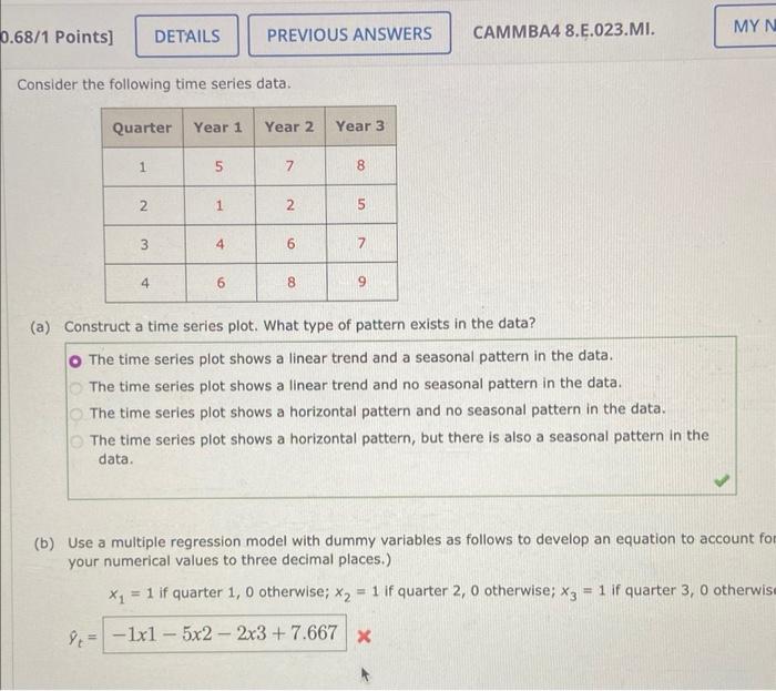 Solved Consider the following time series data. (a) | Chegg.com