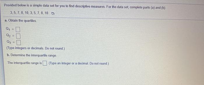 Solved Provided below is a simple data set for you to find | Chegg.com