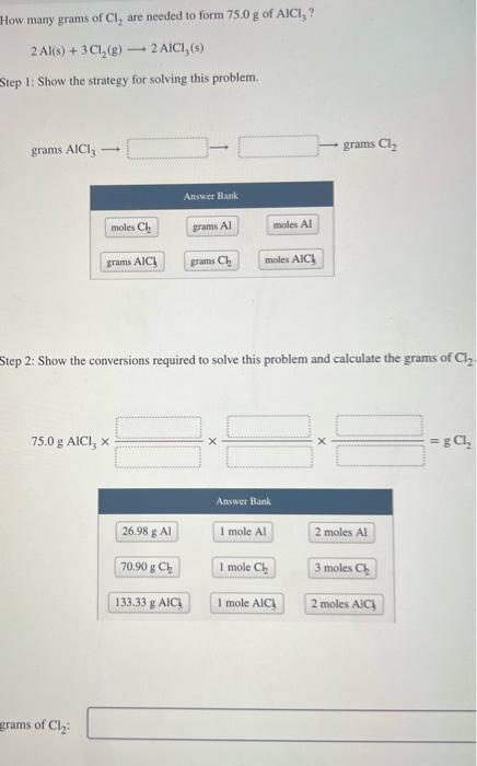 Solved How many grams of Cl2 are needed to form 75.0 g of | Chegg.com