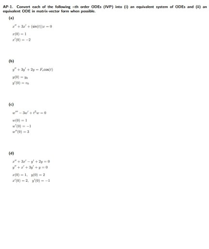 AP-1. Convert each of the following with order ODES | Chegg.com