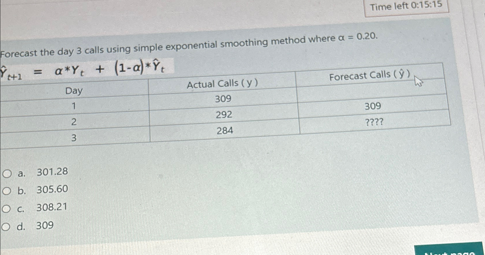 Solved Time left 0:15:15Forecast the day 3 ﻿calls using | Chegg.com