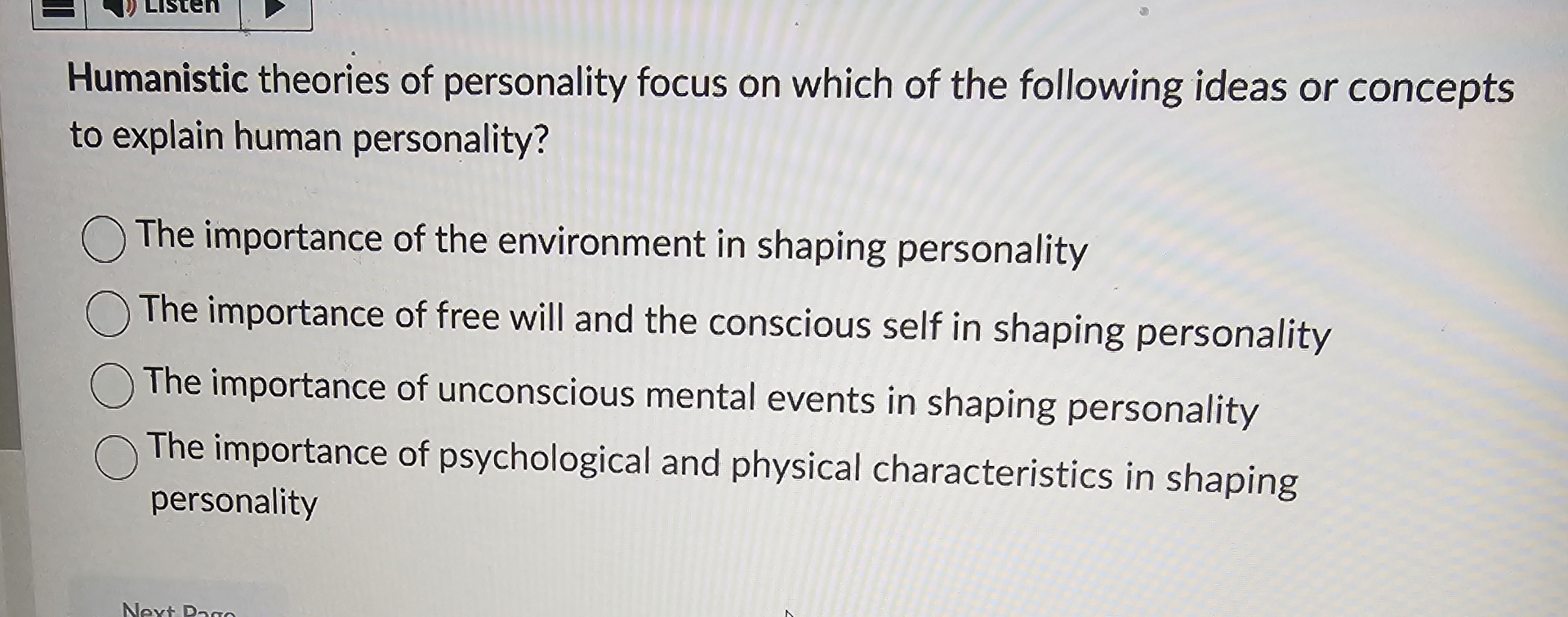 High Quality SOLUTION Humanistic theories of personality focus on which of | Chegg.com